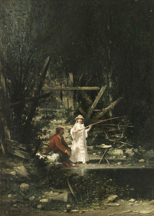 Bonhams : Léon Legat (French, born 1829) A fishing lesson
