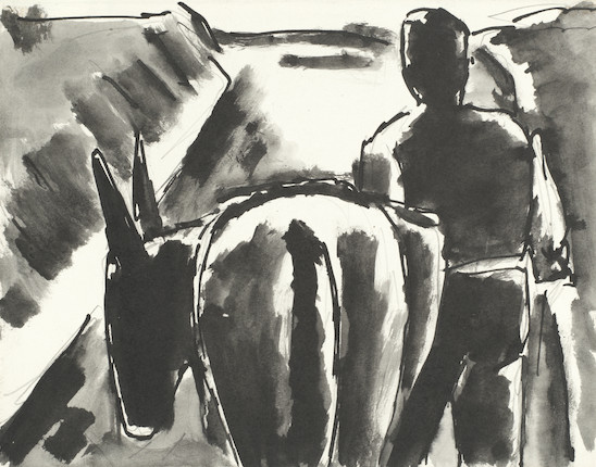Bonhams : Josef Herman R.A. (British, 1911-2000) Man and Donkey ...