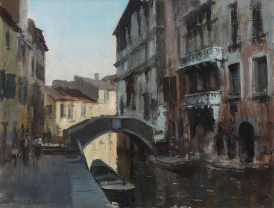 Bonhams : Edward Seago, RWS (British, 1910-1974) Canal on the Guidecca ...