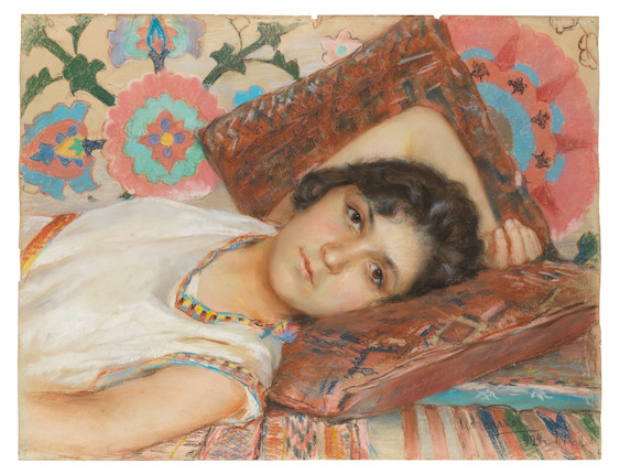 Bonhams : Ivan Kazakov (Russian, 1873-1935) Portrait of a girl