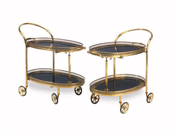 Bonhams : A pair of mid 20th century gilt brass and faux blue marble ...