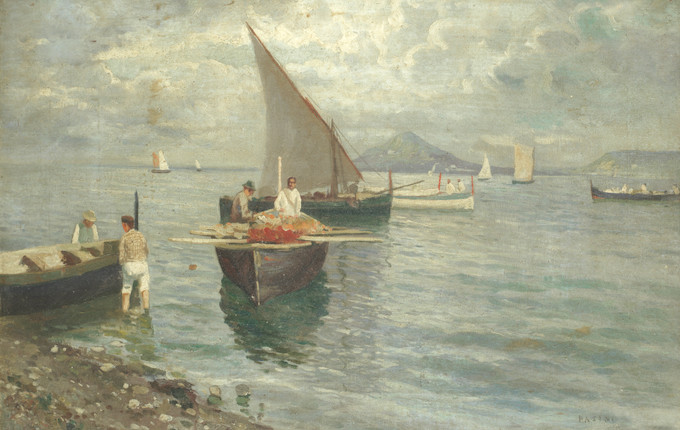 Bonhams : Lazzaro Pasini (Italian, 1861-1949) Neapolitan coastal scenes ...