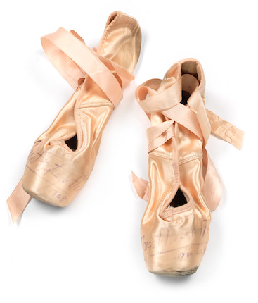 Bonhams : Margot Fonteyn An autographed pair of pink satin ballet shoes ...