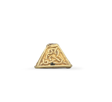 Bonhams : An Anglo-Saxon sheet gold, silver and garnet pyramidal mount