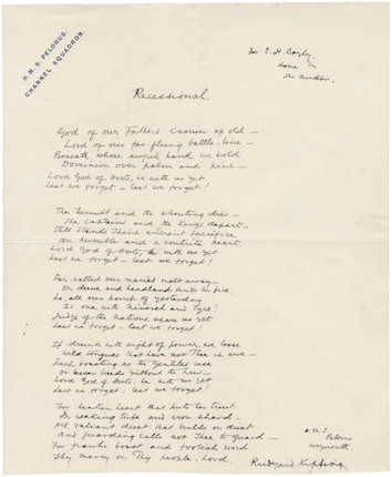 Bonhams : KIPLING (RUDYARD) Autograph manuscript of his poem ...