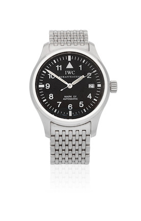 Bonhams : IWC. A stainless steel automatic calendar bracelet watch Mark ...