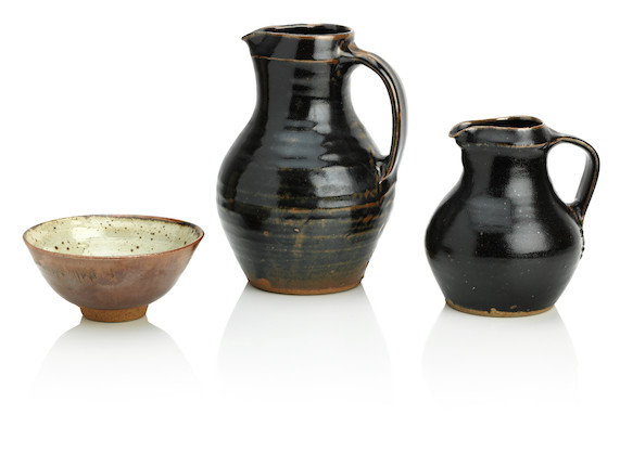 Bonhams : Three pieces of Bernard Leach stoneware pottery