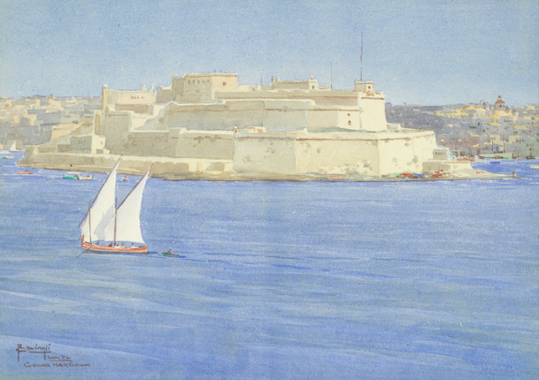 Bonhams : Robert Caruana Dingli (Maltese, 1881-1940) Grand Harbour, Malta