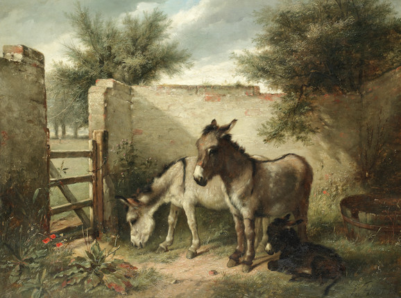 Bonhams : Walter Hunt (British, 1861-1941) A family of donkeys