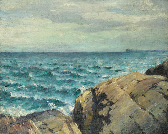Bonhams : Max Kuehne (American, 1880-1968) Cornish headland, St Ives