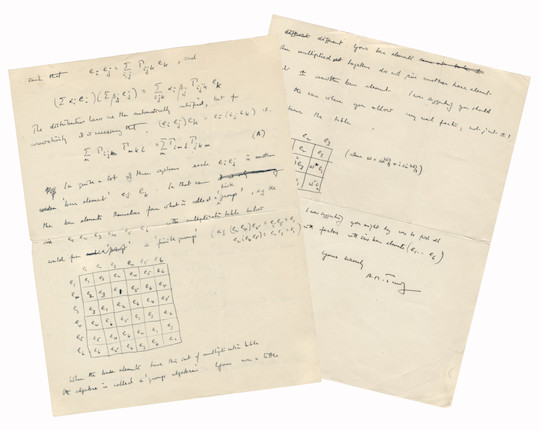 Bonhams : TURING (ALAN) Autograph letter signed (A.M. Turing), to ...