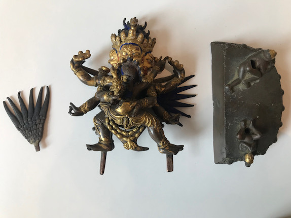 Bonhams : A Tibetan gilt bronze figure of Vajra-Heruka embracing his ...