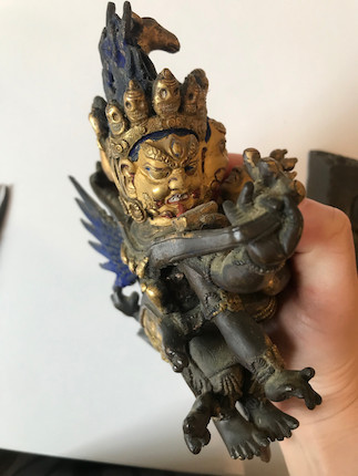 Bonhams : A Tibetan gilt bronze figure of Vajra-Heruka embracing his ...