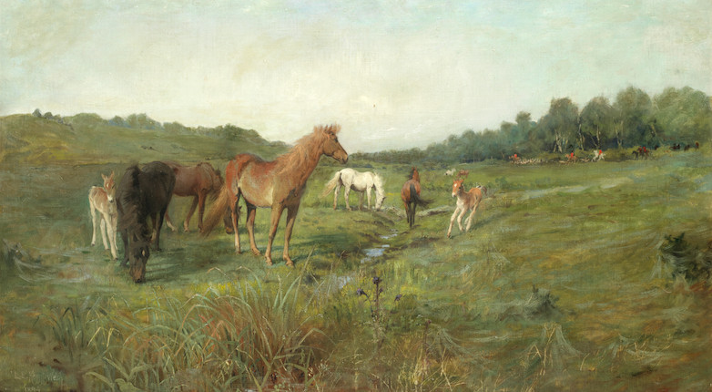 Bonhams : Lucy Kemp Welch (British, 1869-1958) Wild horses on a meadow ...
