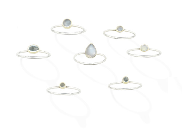 Bonhams : A set of seven gem-set stacking rings, by Wendy Ramshaw, (7)