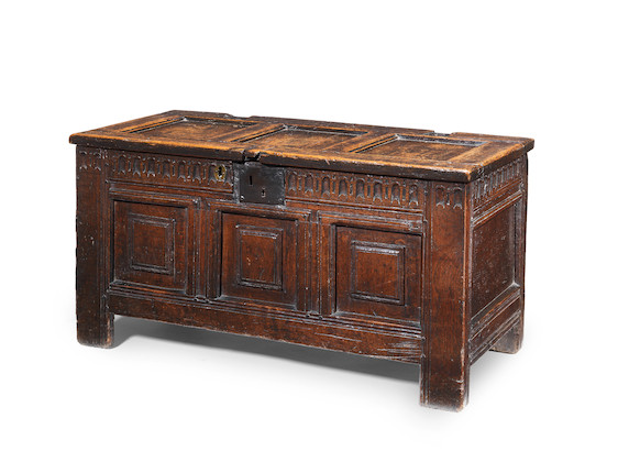 Bonhams : An Elizabeth I joined oak coffer, circa 1600