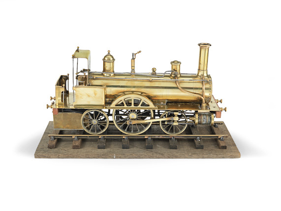 Bonhams : A 3 1/2 inch gauge brass live steam model 2-2-2 locomotive,