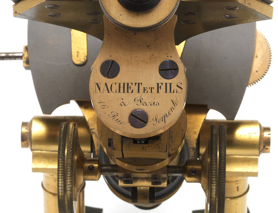 Bonhams : A rare Nachet et Fils brass binocular compound microscope ...