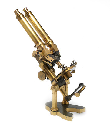 Bonhams : A rare Nachet et Fils brass binocular compound microscope ...