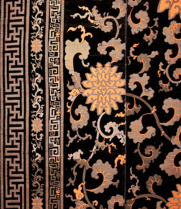 Bonhams : A rare and large imperial 'lotus' velvet dais cover Mid-Qing ...