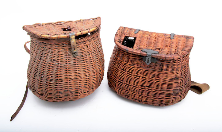 Bonhams : Two Victorian pot-bellied Fishing Creels, one by Farlow