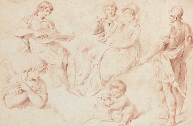 Bonhams : A collection of prints Of Old Master red chalk drawings 18th ...