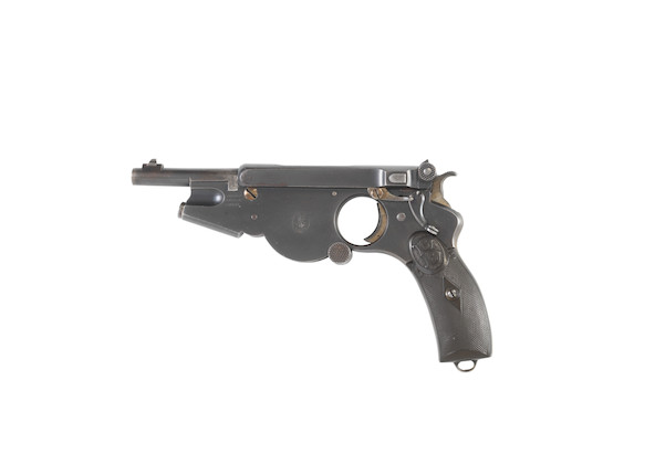 Bonhams : A rare cased Bergmann 1896 model No. 3 6.5mm self-loading ...