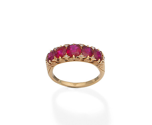 Bonhams : A ruby five-stone ring