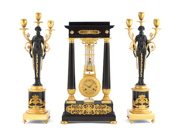 Bonhams : An early 19th century French ormolu mounted ebonised portico ...