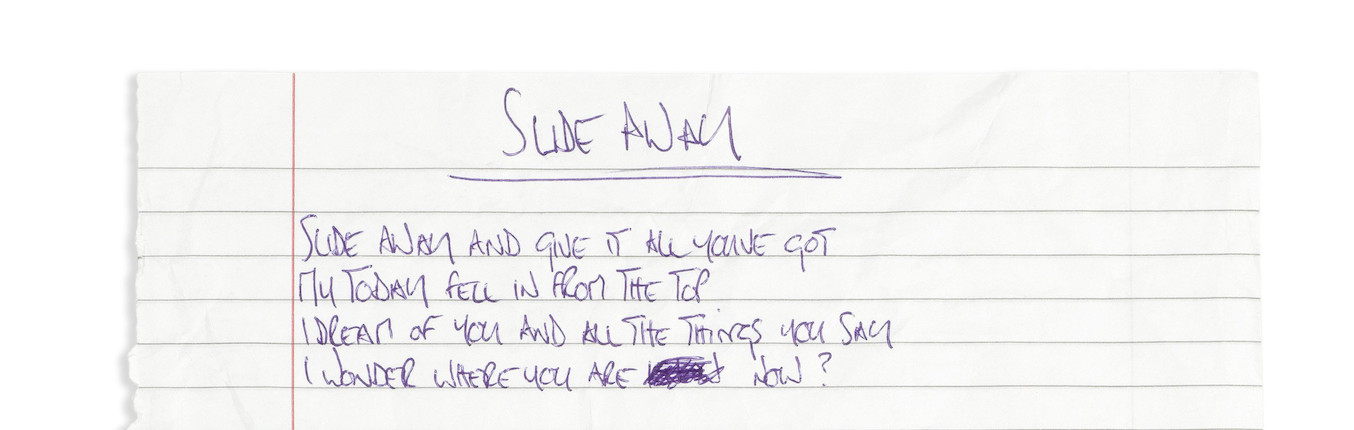 Bonhams : Oasis Noel Gallagher's handwritten lyrics for Slide away ...