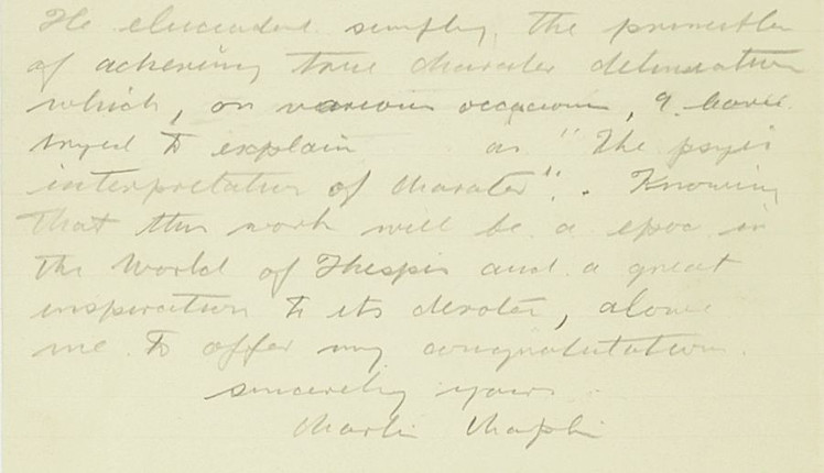 Bonhams : Charlie Chaplin An original handwritten letter and original ...