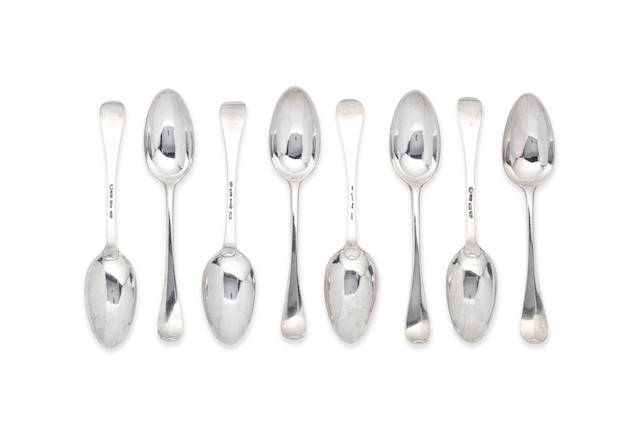 Bonhams : Eight 18th century Dutch silver Hanoverian pattern spoons ...