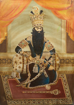 Bonhams : A portrait of Fath 'Ali Shah Qajar, signed by Hajj Mustafa ...