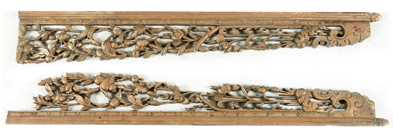 Bonhams : A mixed collection of carved, pierced and gilt-decorated wood ...