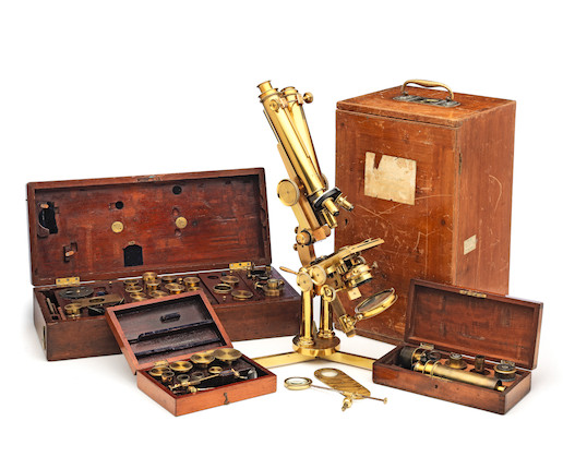 Bonhams : A rare Smith & Beck Brass Compound Binocular Microscope ...