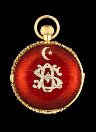 Bonhams : A fine gem-set and enamelled gold minute repeater pocket ...