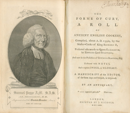 Bonhams : PEGGE (SAMUEL) The Forme of Cury, a Roll of Ancient English ...