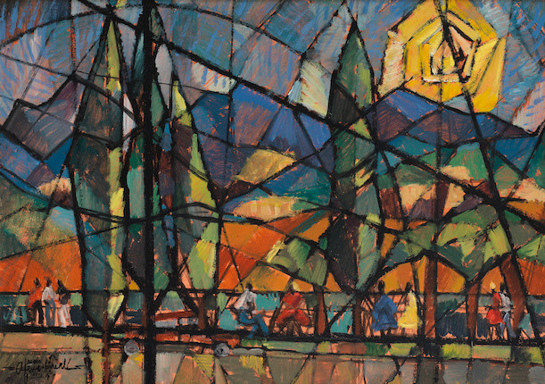 Bonhams : Afewerk Tekle (Ethiopian, 1932-2012) Landscape