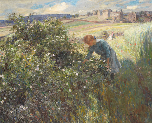 Bonhams : Frederick Stead (British, 1863-1940) Gathering flowers