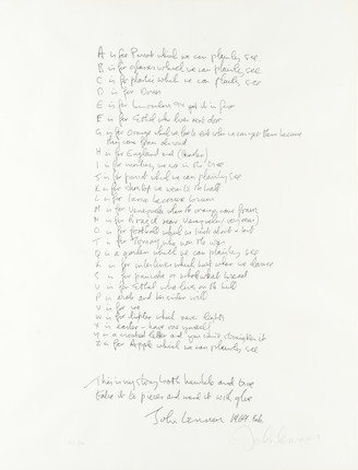 Bonhams : John Lennon A Full Set Of Bag One Lithographs, in vinyl ...