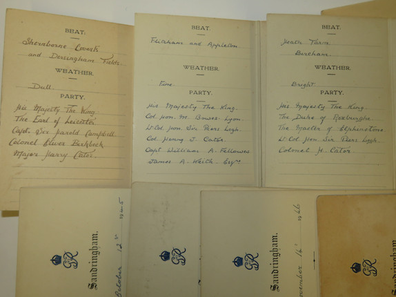 Bonhams : A group of Sandringham Shoot Cards for Lt.Col. Henry J Cator ...