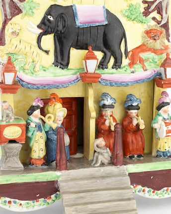 Bonhams : A rare Staffordshire Table-base group of 'Polito's Menagerie ...