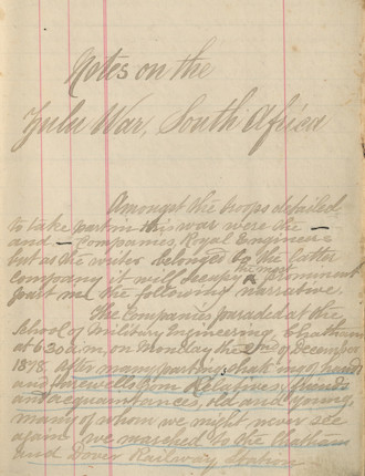 Bonhams : ZULU WAR, 1878-1879 Notes on the Zulu War, South Africa ...