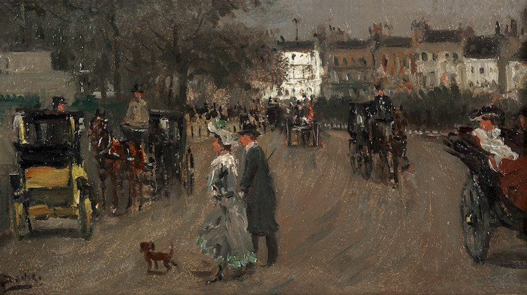 Bonhams : Albert Ludovici (British, 1884-1923) Figures at Rotten Row ...