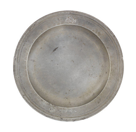 Bonhams : A William & Mary pewter semi-broad rim plate, circa 1690