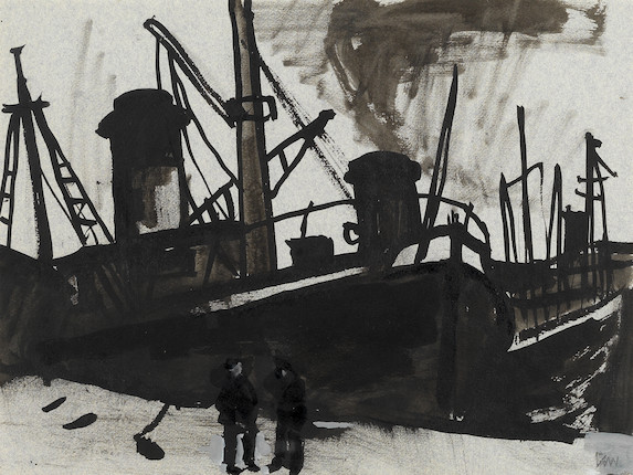 Bonhams : Sir Kyffin Williams R.A. (British, 1918-2006) Swansea Docks ...