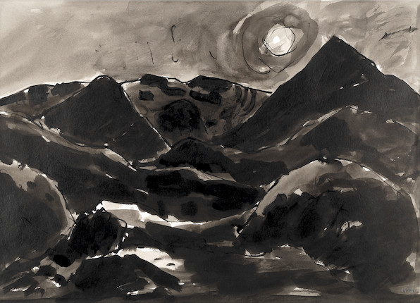 Bonhams : Sir Kyffin Williams R.A. (British, 1918-2006) Hills above ...