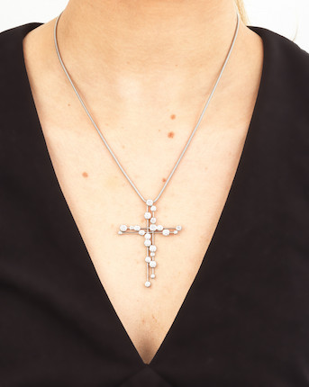 Bonhams : BOODLES DIAMOND 'RAINDANCE' CROSS PENDANT/NECKLACE, 2005