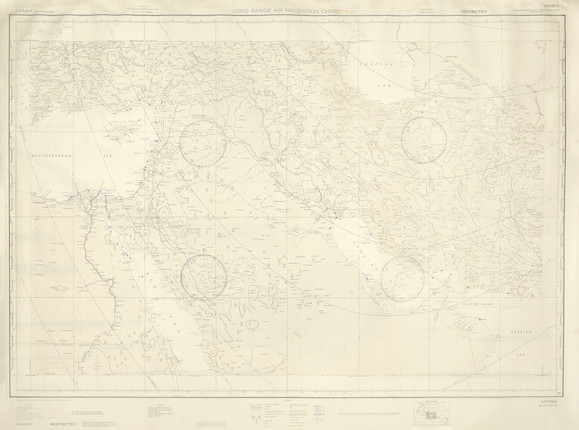 Bonhams : ARABIA - WORLD WAR II MILITARY MAP Long Range Air Navigation ...