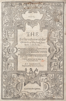 Bonhams : HOLINSHED (RAPHAEL) 1577. The Firste -Laste Volume of the ...